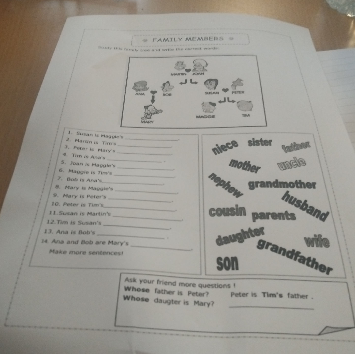 FAMILY MEMBERS Study this family tree and | StudyX