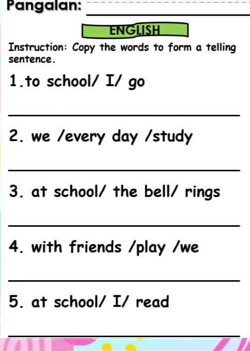 Pangalan: Instruction: Copy the words to | StudyX