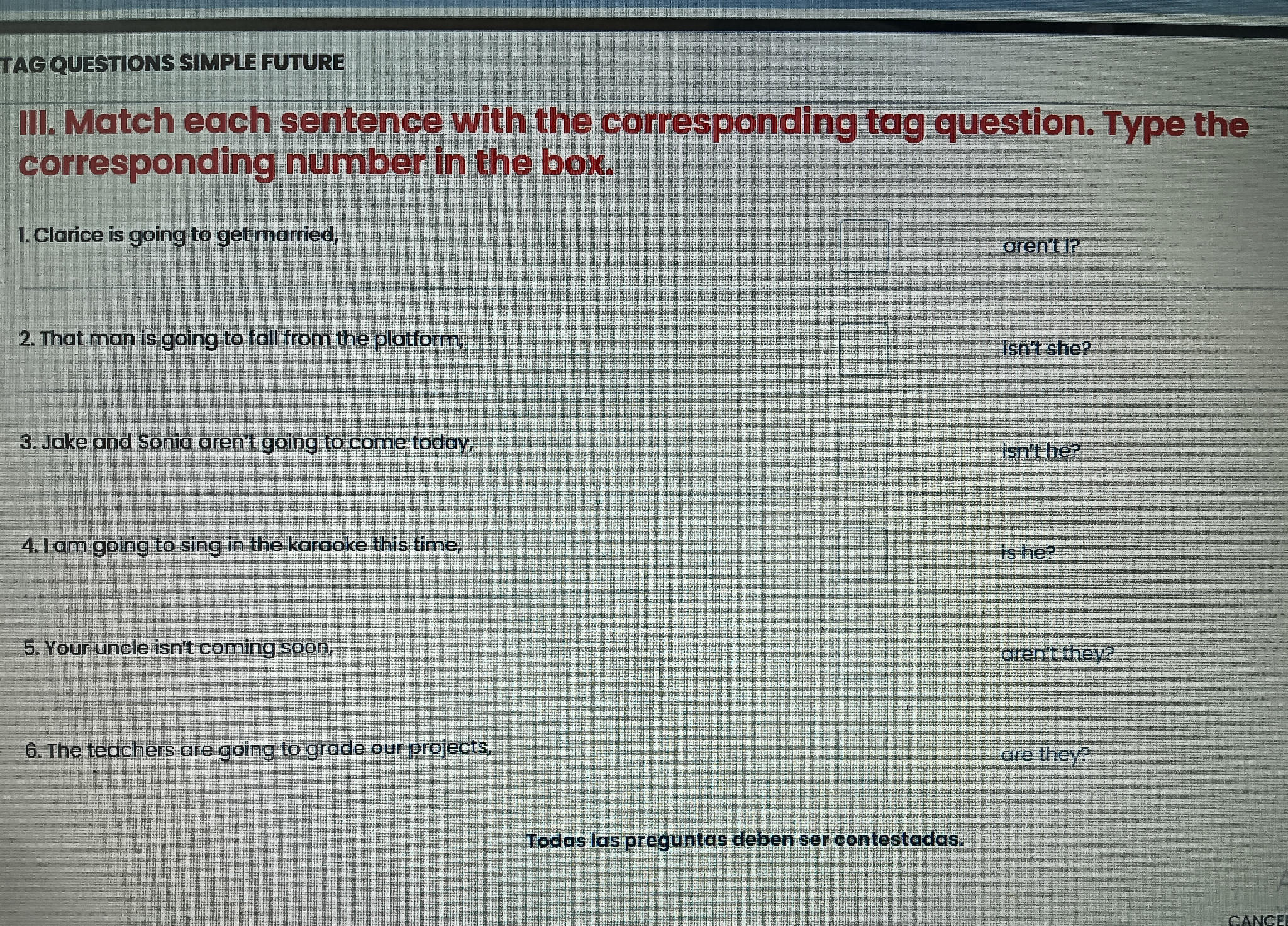 III. Match each sentence with the | StudyX