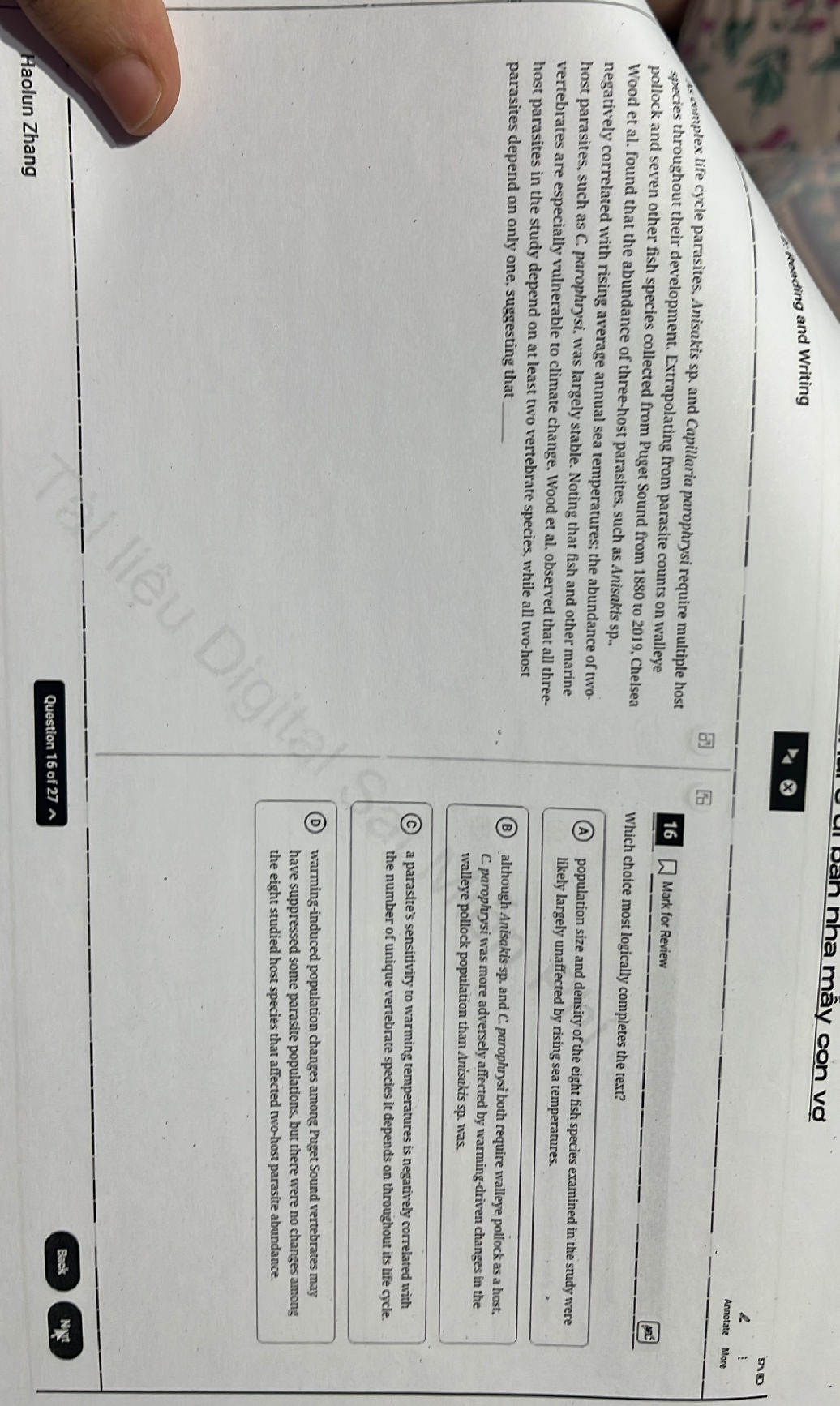 complex life cycle parasites, Anisakis sp. | StudyX