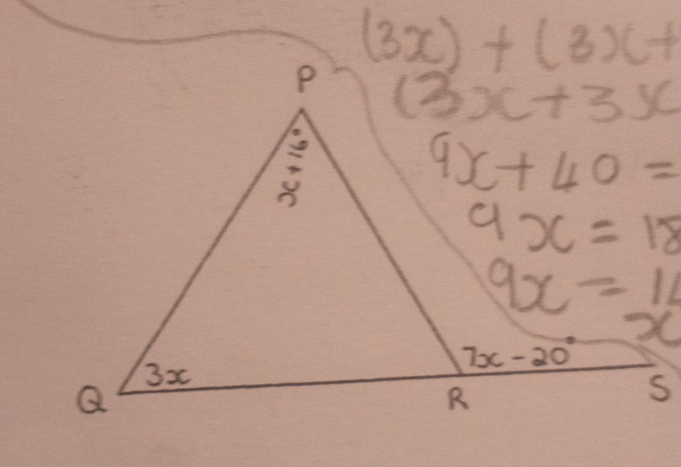 The image shows a triangle PQR with an | StudyX