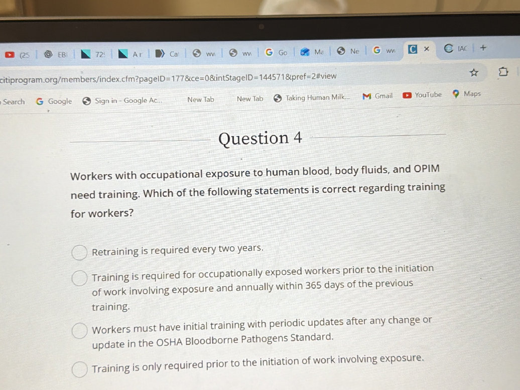 Question 4 Workers with occupational | StudyX