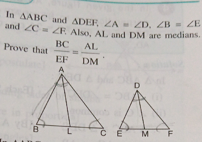In $ ABC$ and $ DEF$, $ A = D$, $ B = | StudyX