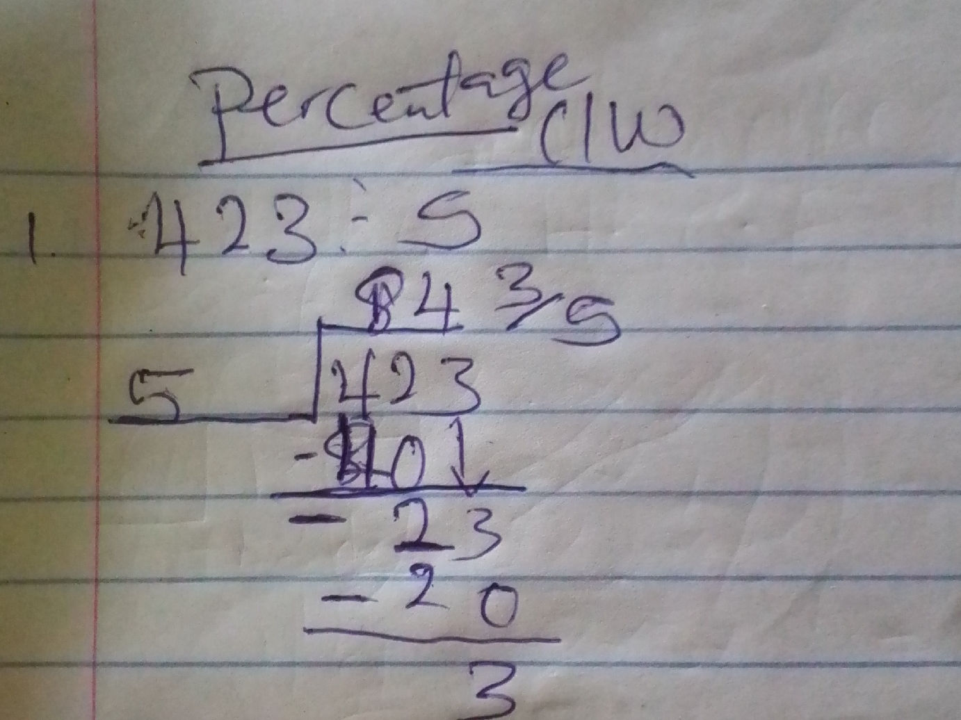 Percentage (CW) 1. $423 5$ Work shown: $$ | StudyX