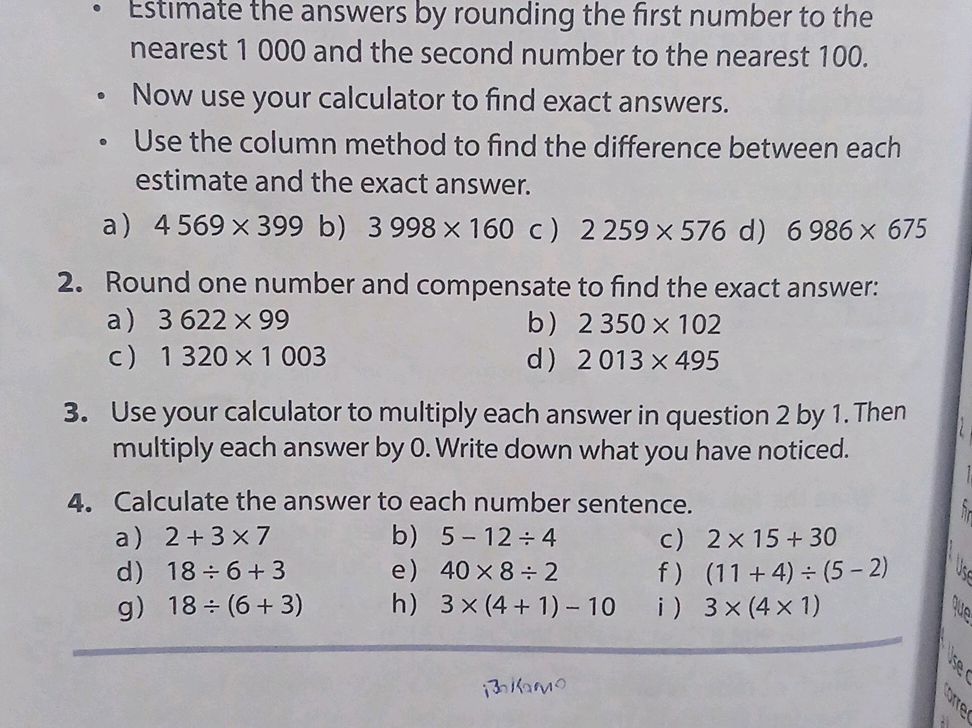 Estimate the answers by rounding the first | StudyX
