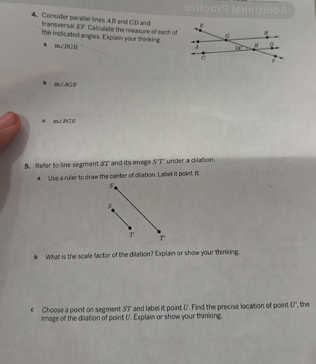 5. Refer to line segment $ST$ and its image | StudyX
