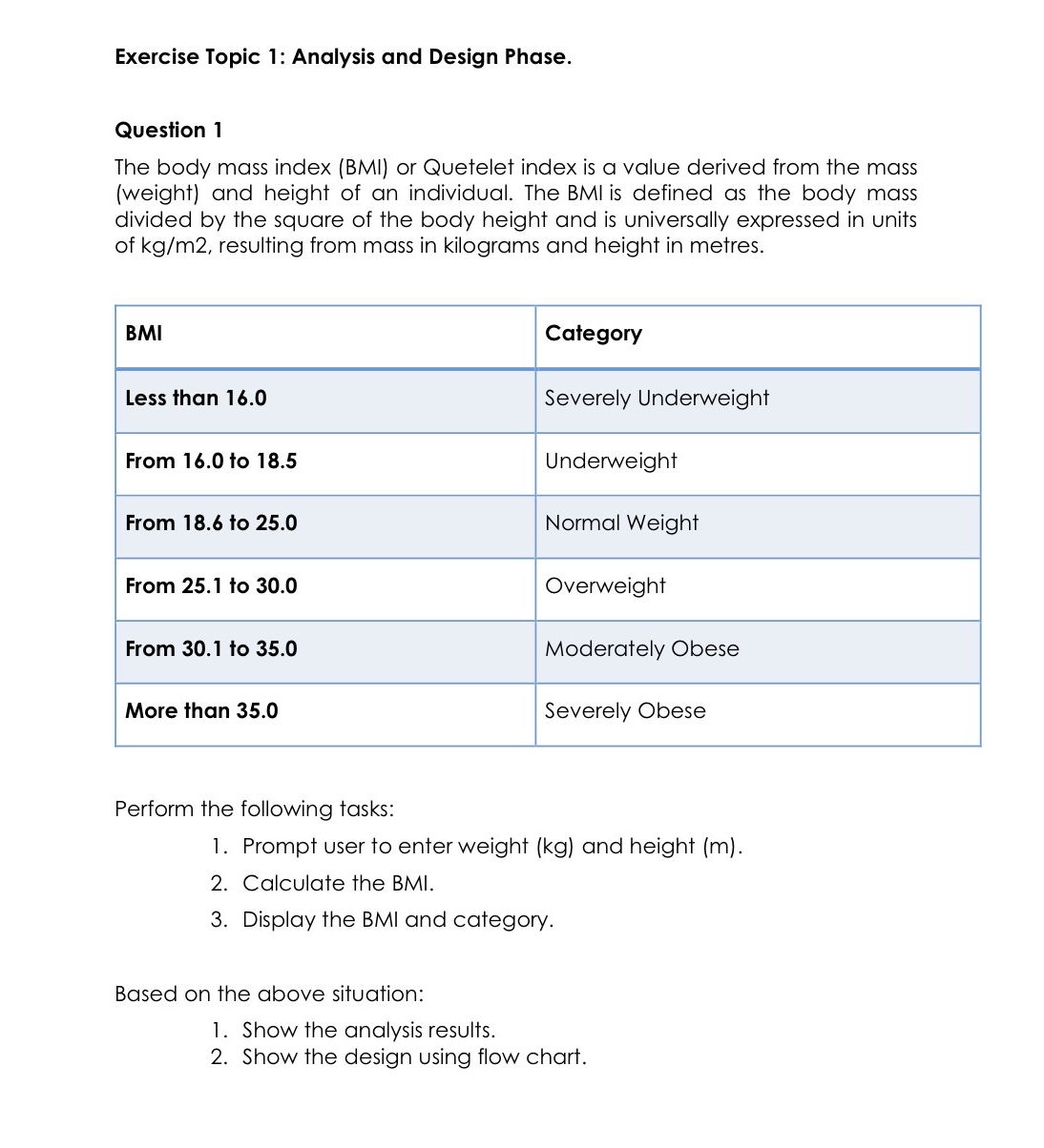 Exercise Topic 1: Analysis and Design Phase. | StudyX
