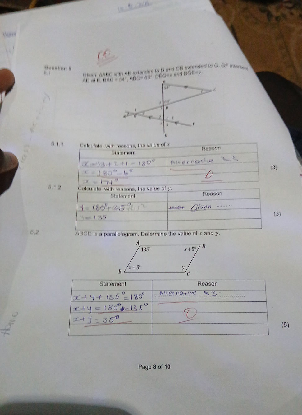 ABCD is a parallelogram. Determine the value | StudyX