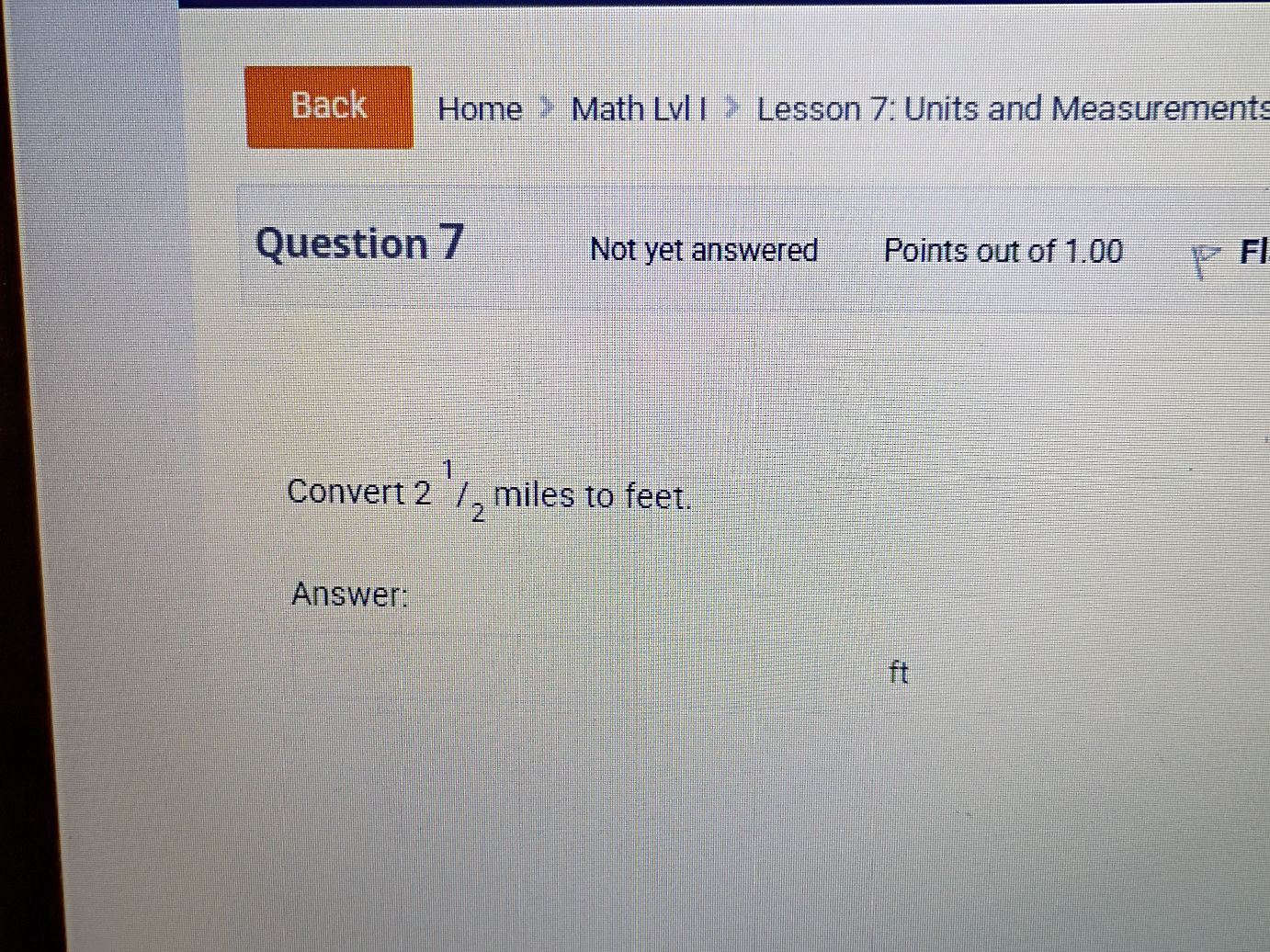 Convert 2$ {1}{2}$ miles to feet. Answer: ft