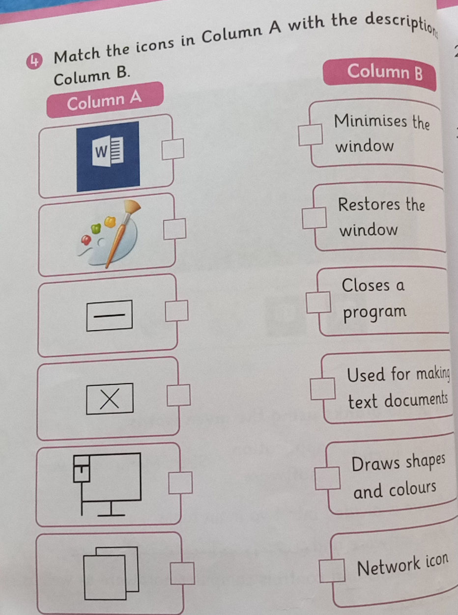 Match the icons in Column A with the | StudyX