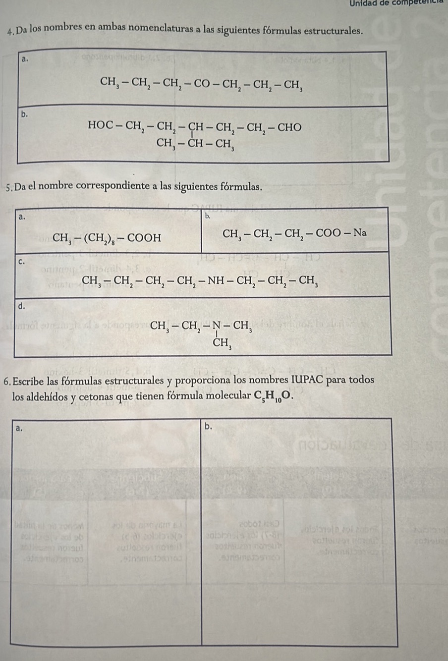 4. Da los nombres en ambas nomenclaturas a | StudyX