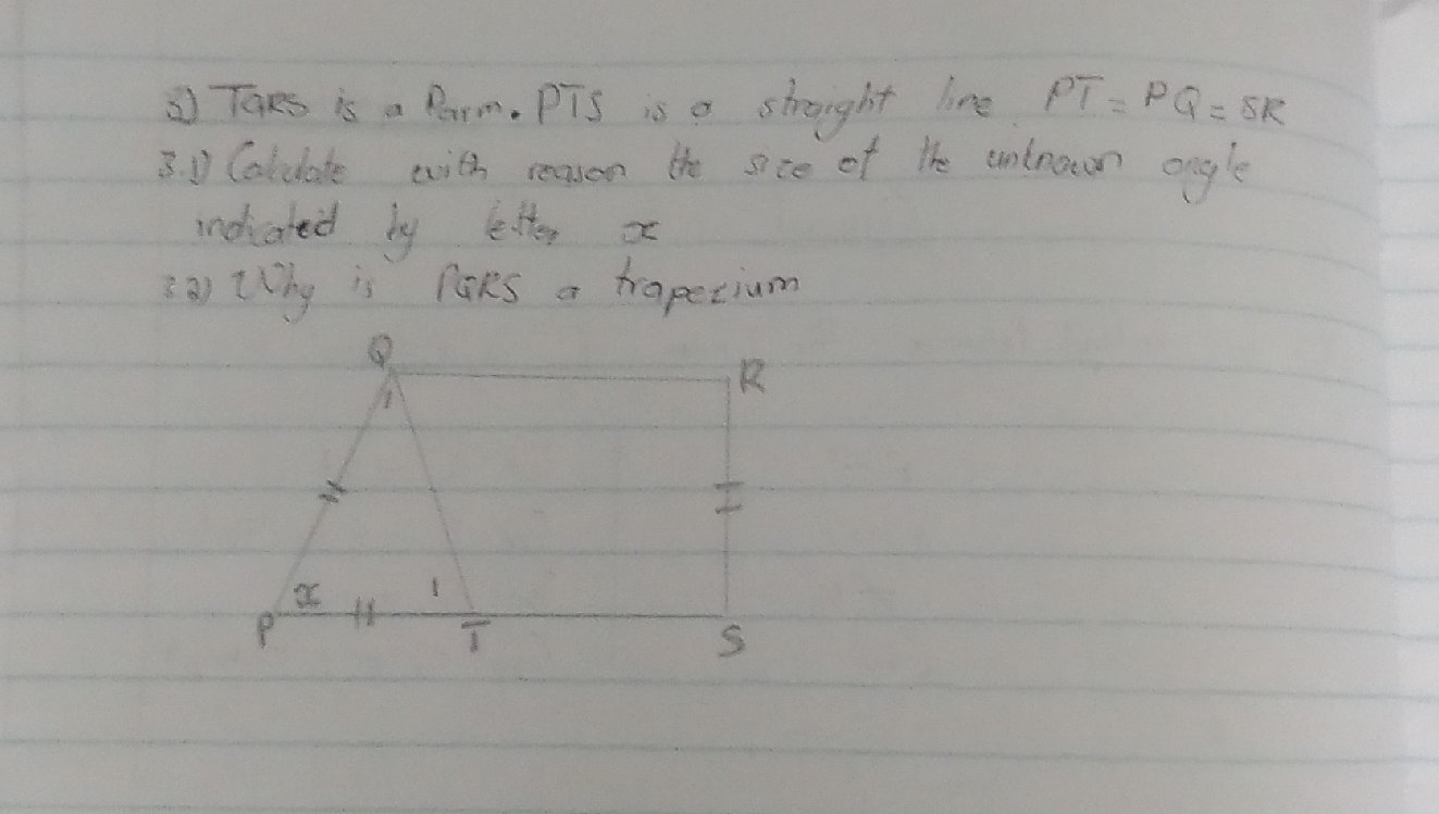 TARS is a Parm. PTS is a straight line PT = | StudyX