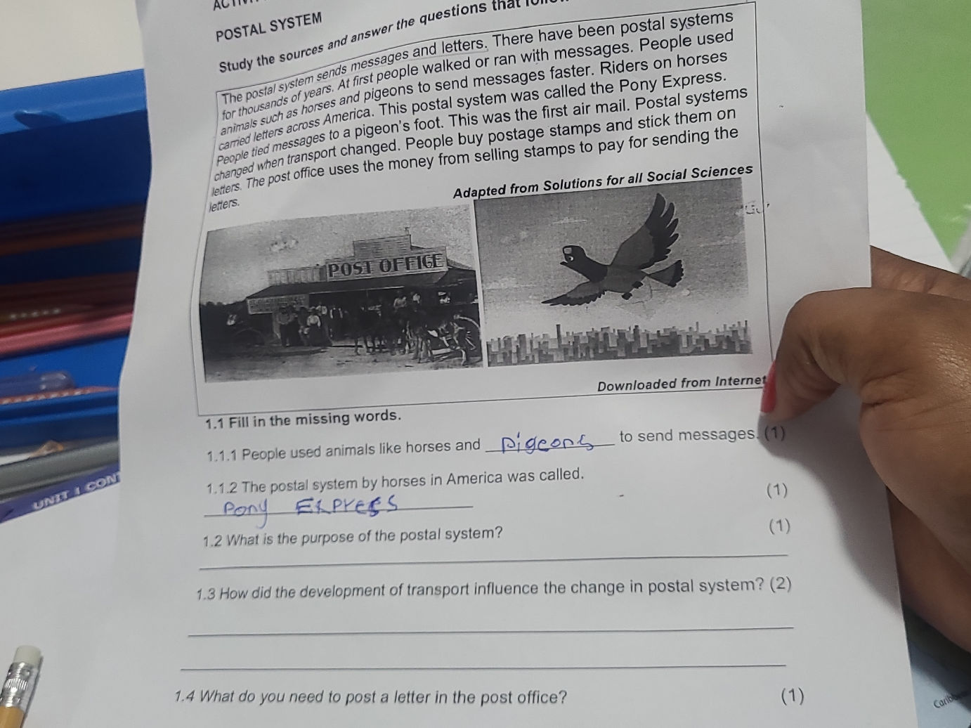 POSTAL SYSTEM Study the sources and answer | StudyX