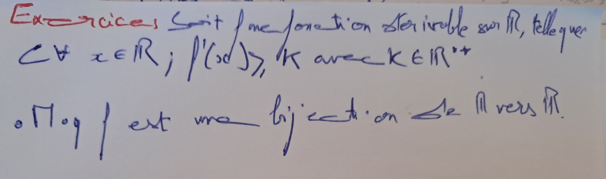Exercices Soit $f$ une fonction dérivable | StudyX