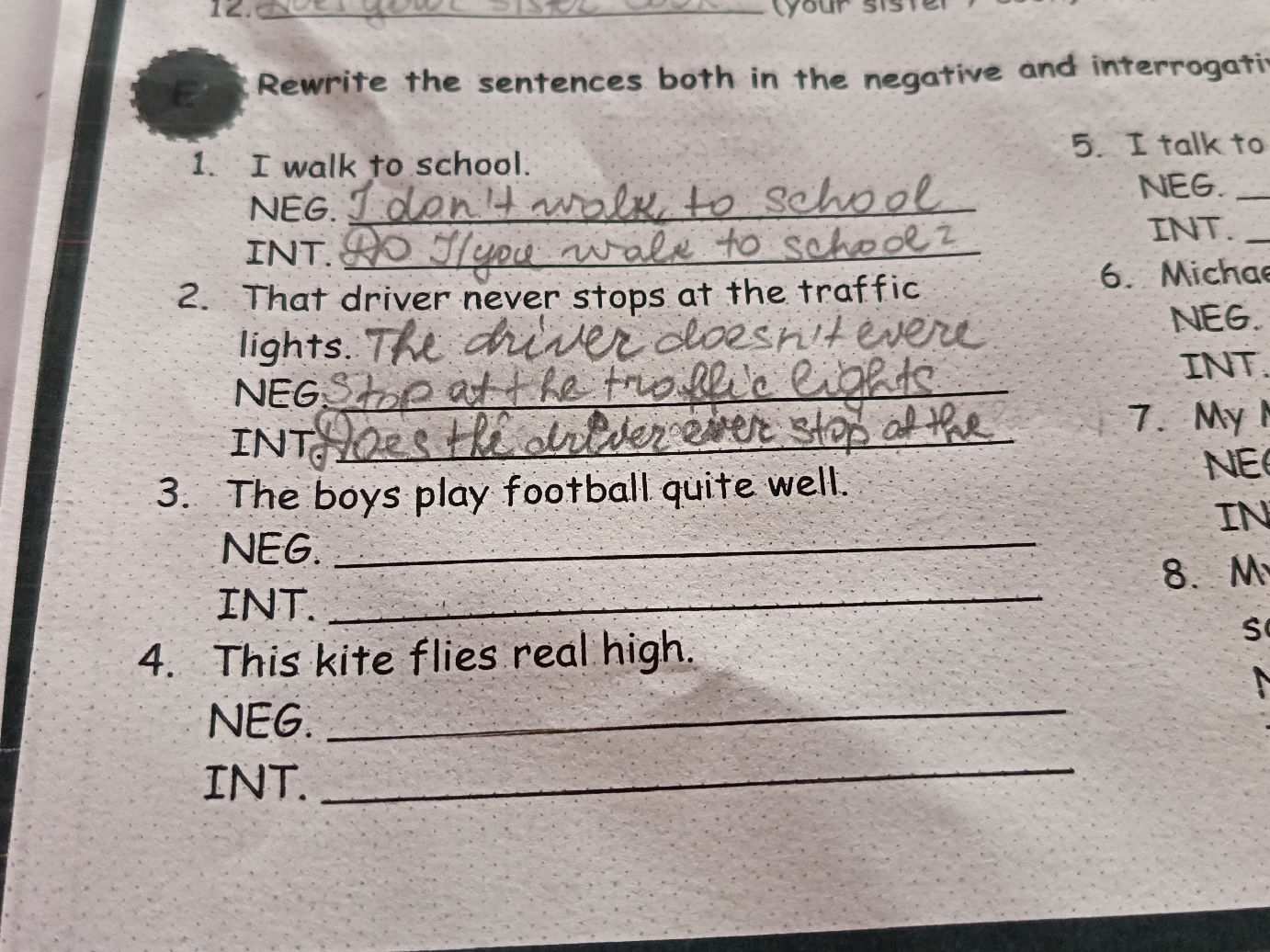 Rewrite the sentences both in the negative | StudyX