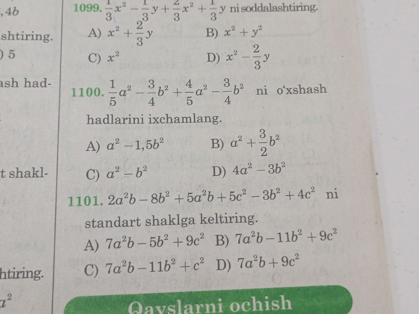 1099. Simplify the expression: $ {1}{3}x^2 | StudyX