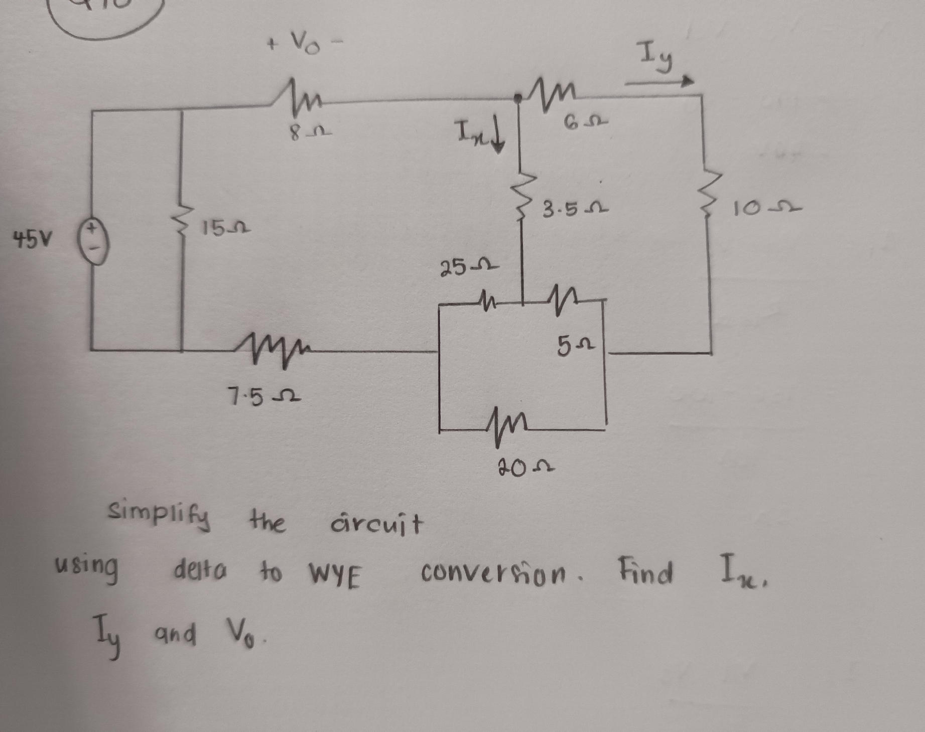 Simplify the circuit using delta to WYE | StudyX