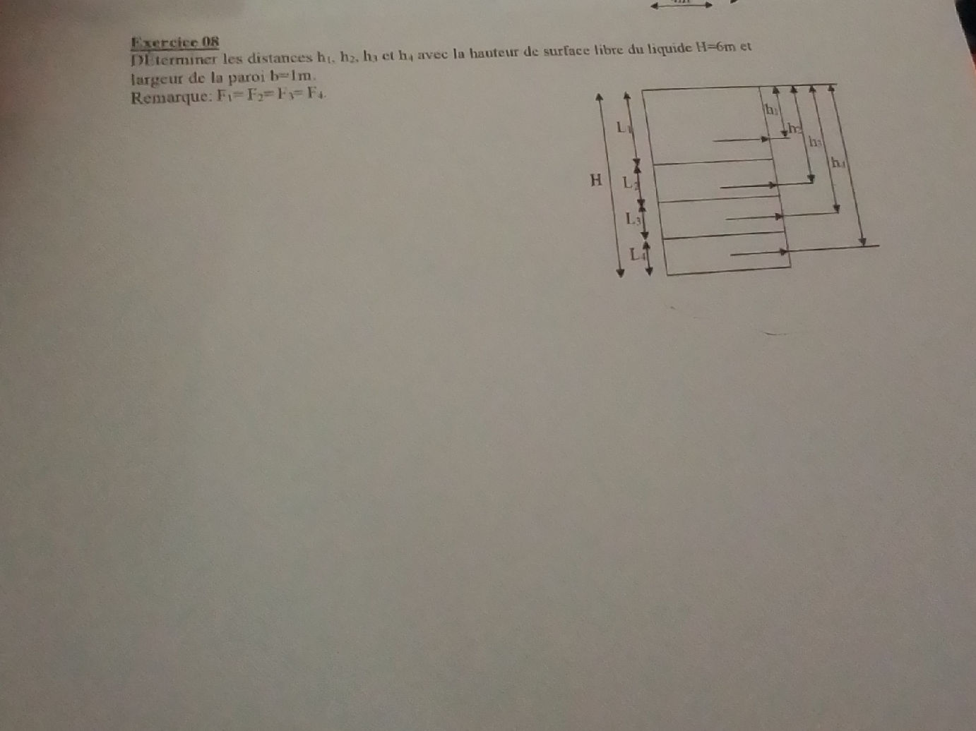 Exercice 08 Déterminer les distances h₁, h₂, | StudyX