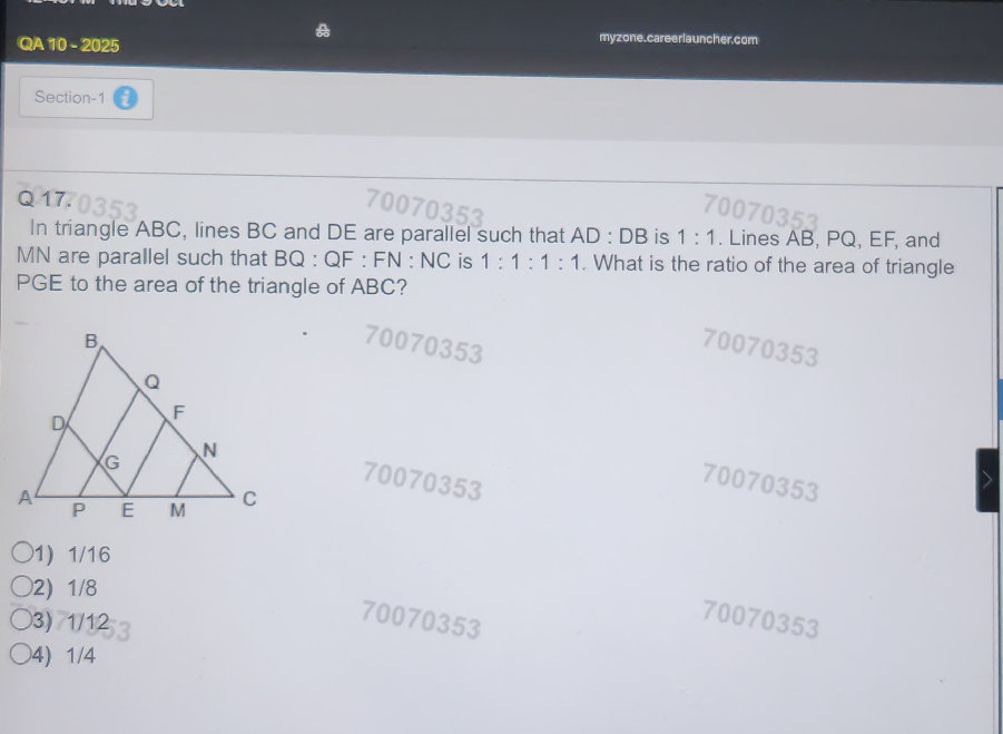 In triangle ABC, lines BC and DE are | StudyX