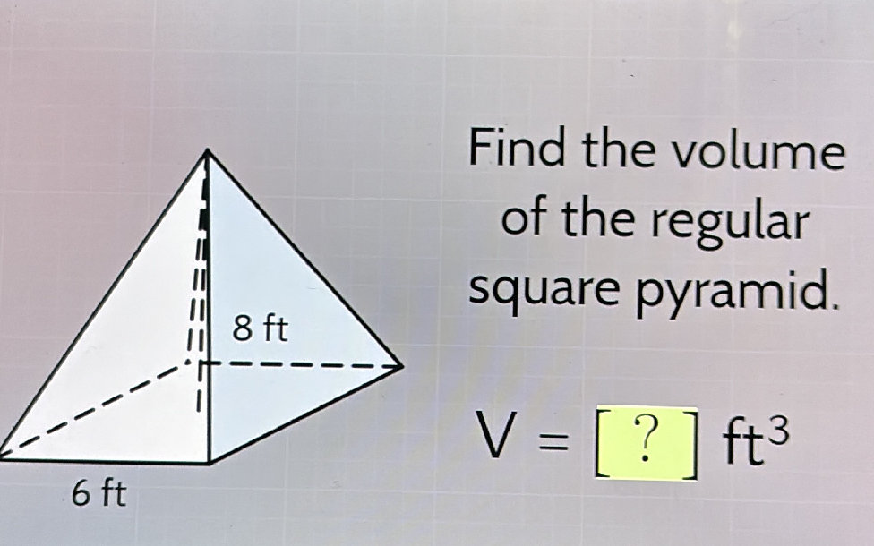 Find the volume of the regular square | StudyX