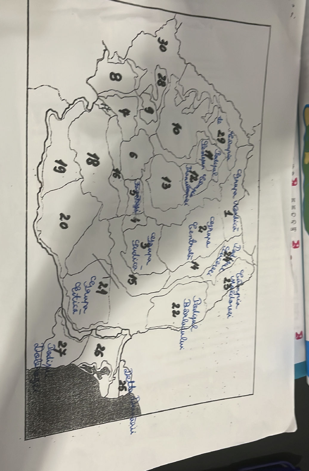 The image displays a hand-drawn map divided | StudyX