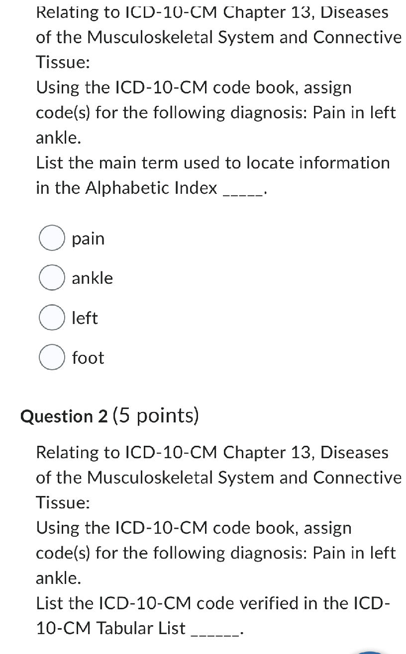 Relating to ICD-10-CM Chapter 13, Diseases | StudyX