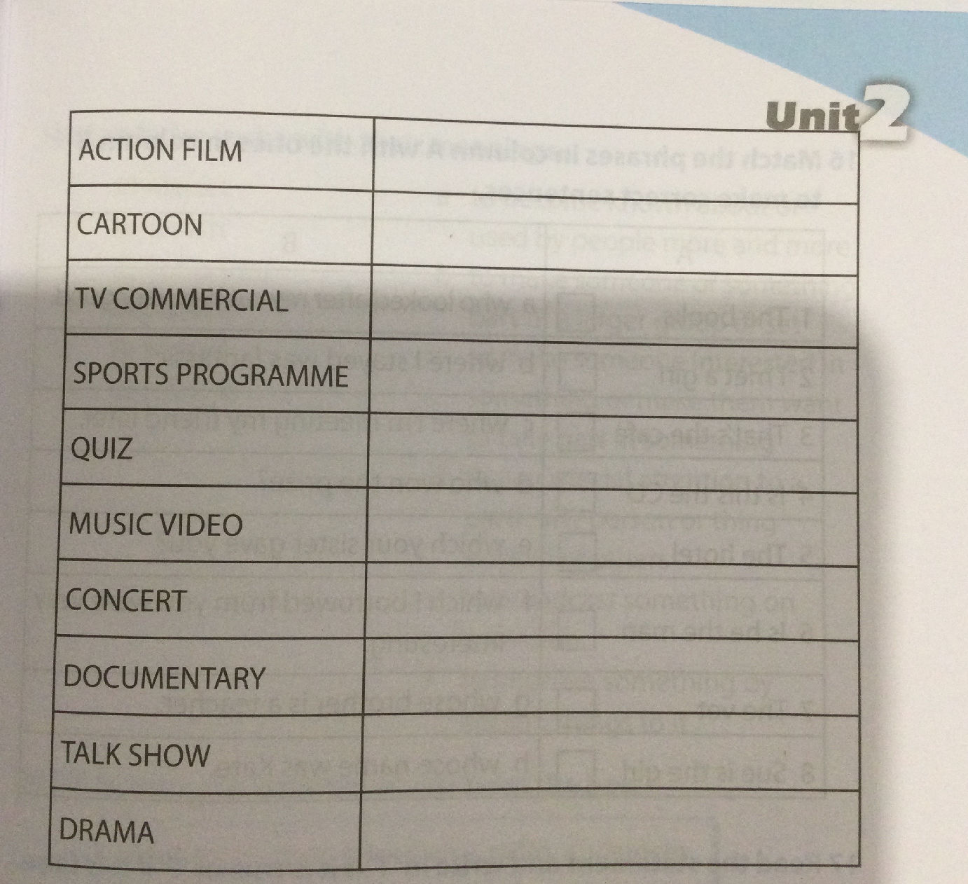 Unit 2 Match the programme types below with | StudyX