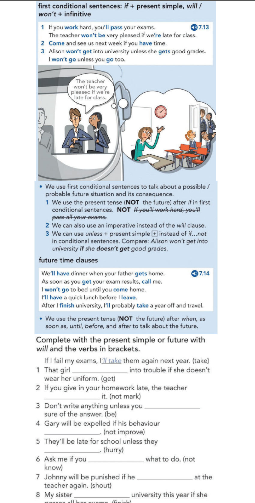 first conditional sentences: if + present | StudyX