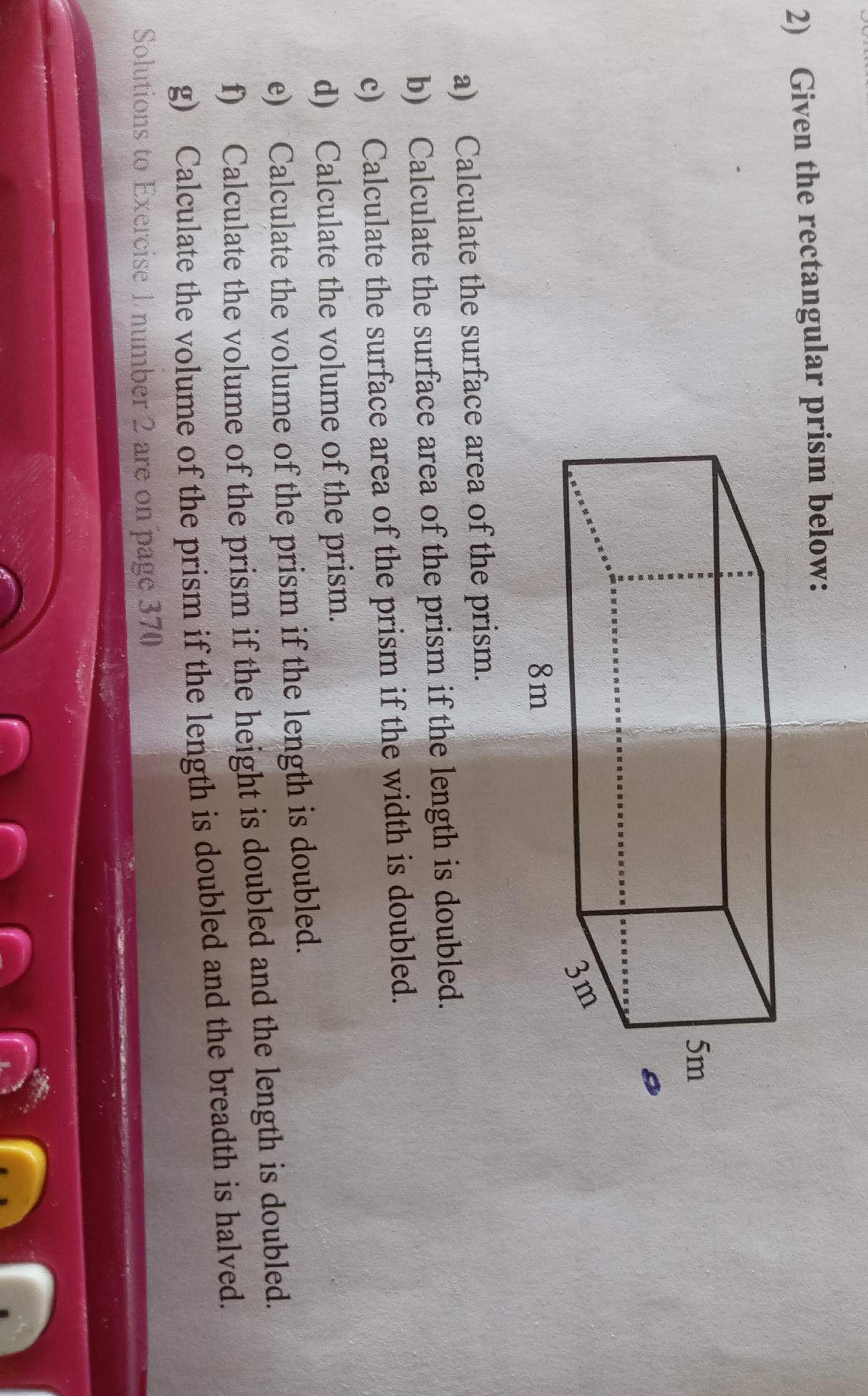 2) Given the rectangular prism below: | StudyX