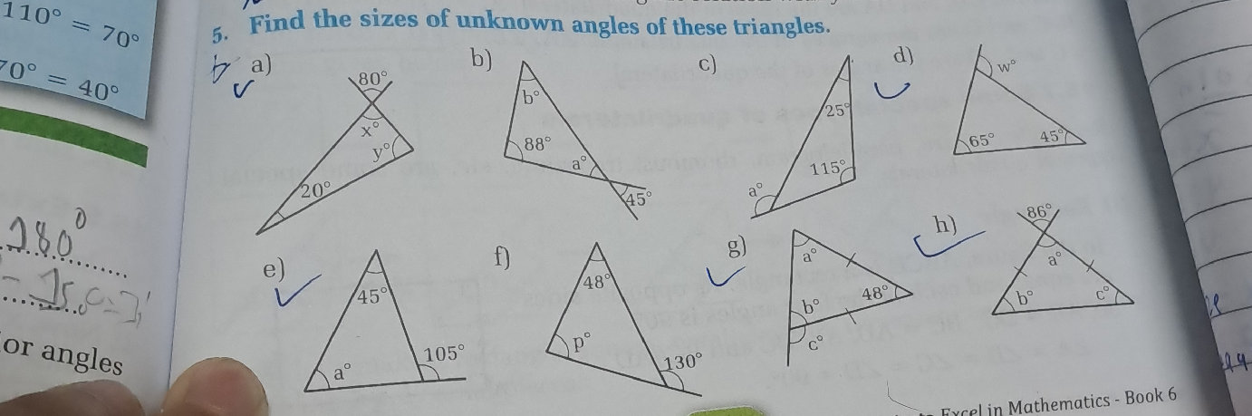 5. Find the sizes of unknown angles of these | StudyX