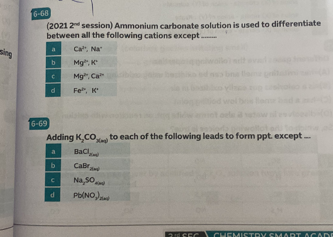 Adding $ {K}_{2} {CO}_{3(aq)}$ to each of | StudyX