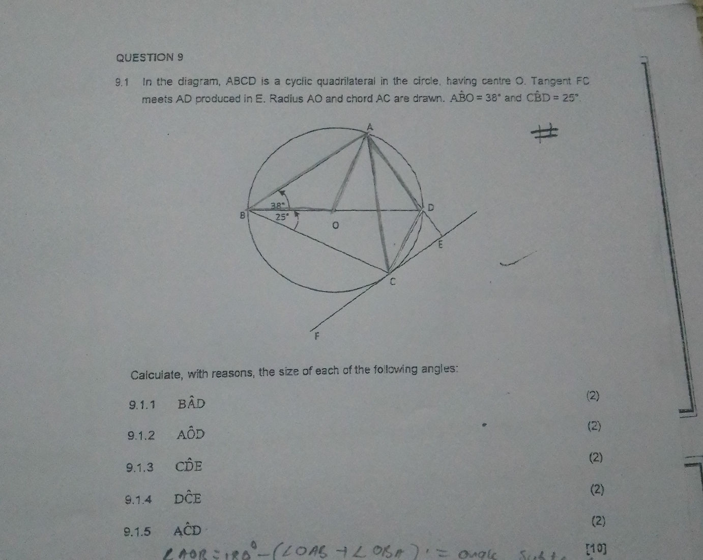 QUESTION 9 9.1 In the diagram, ABCD is a | StudyX