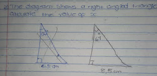 2) The diagram shows a right angled | StudyX