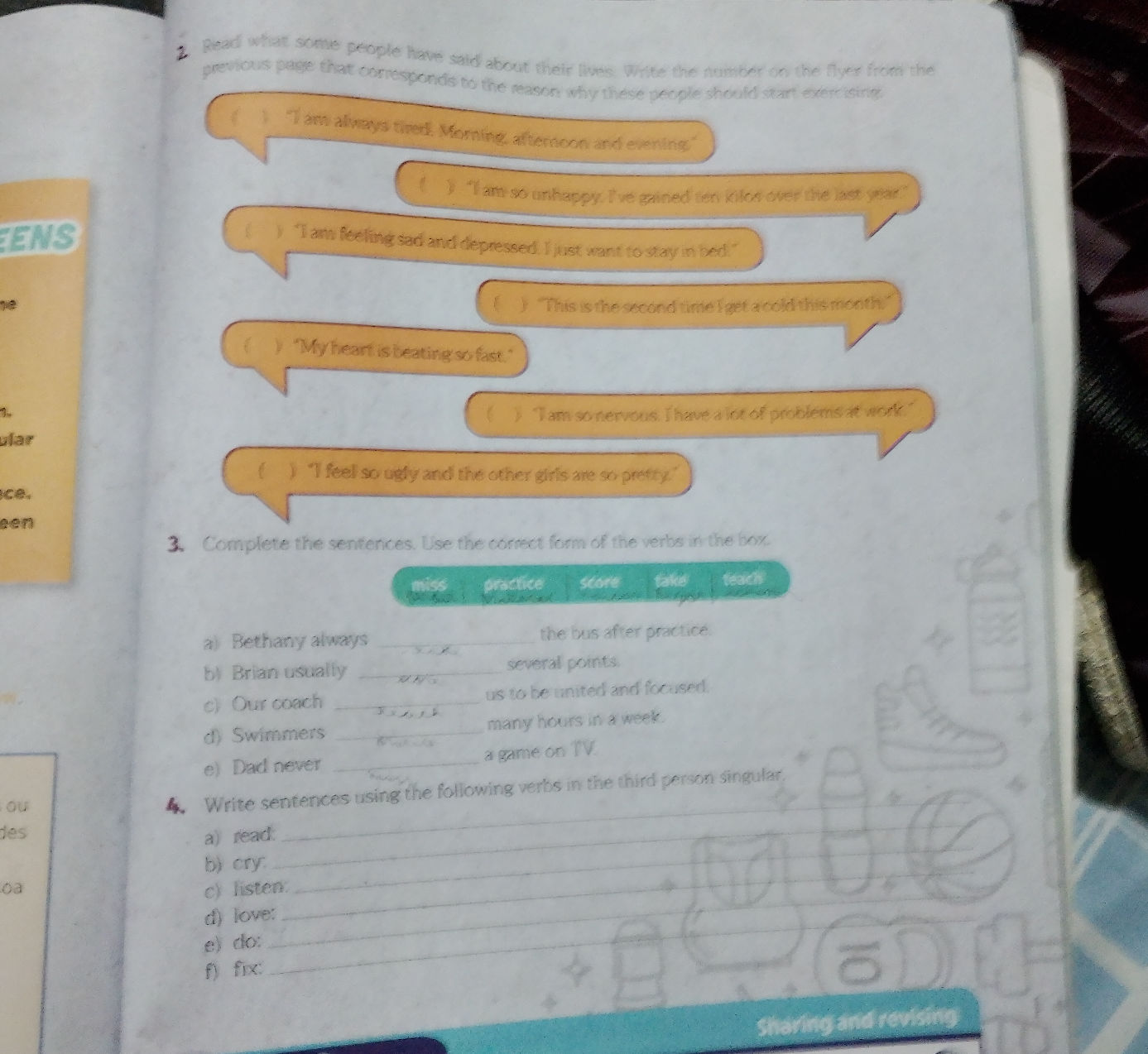 4. Write sentences using the following verbs | StudyX