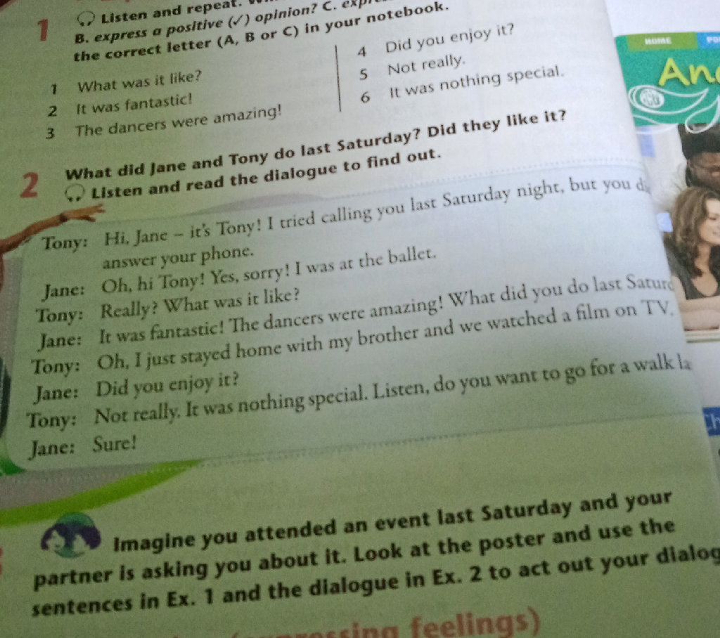 What did Jane and Tony do last Saturday? Did | StudyX