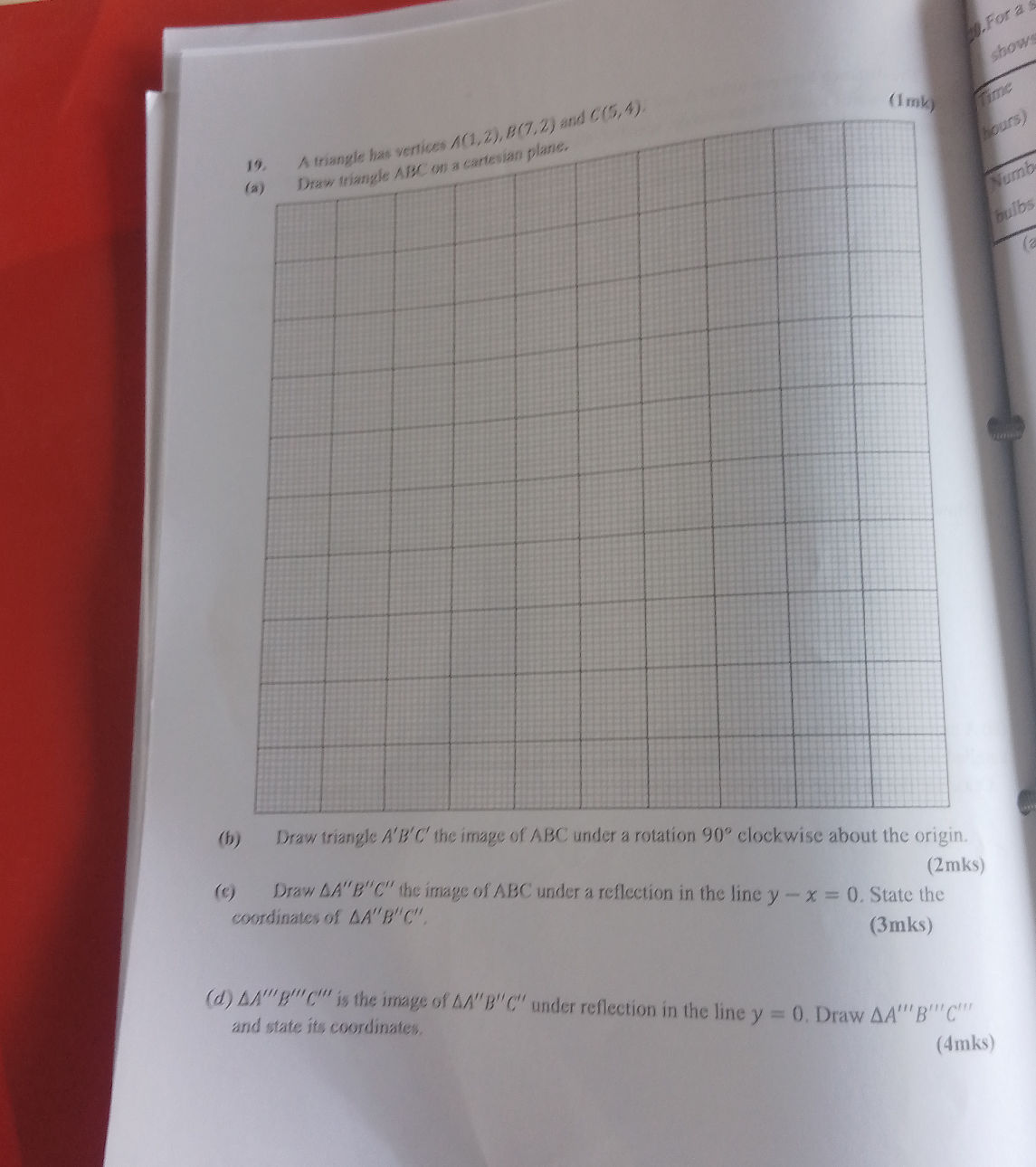 A triangle has vertices A(1,2), B(7,2) and | StudyX
