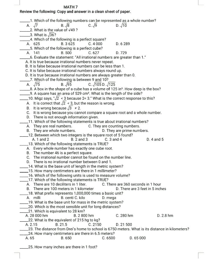 Review the following: Copy and answer in a | StudyX