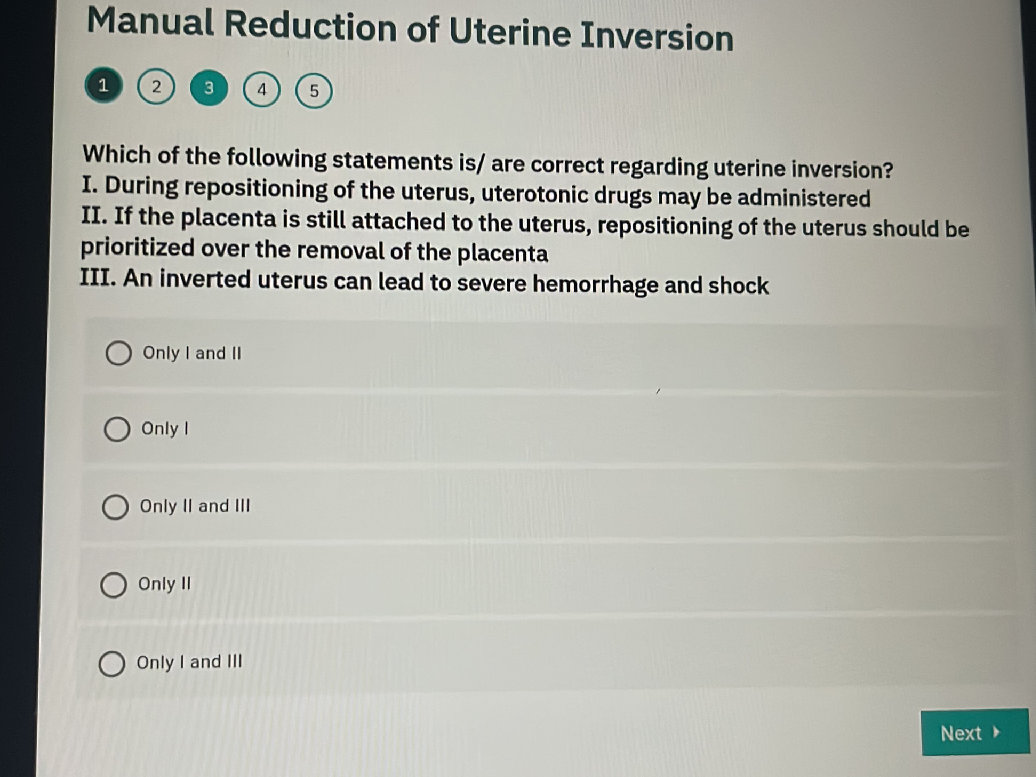 Manual Reduction of Uterine Inversion Which | StudyX