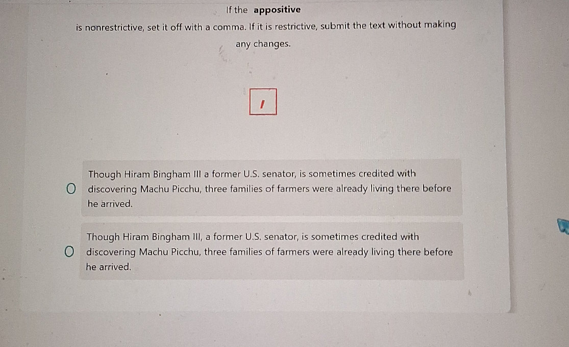 If the appositive is nonrestrictive, set it | StudyX