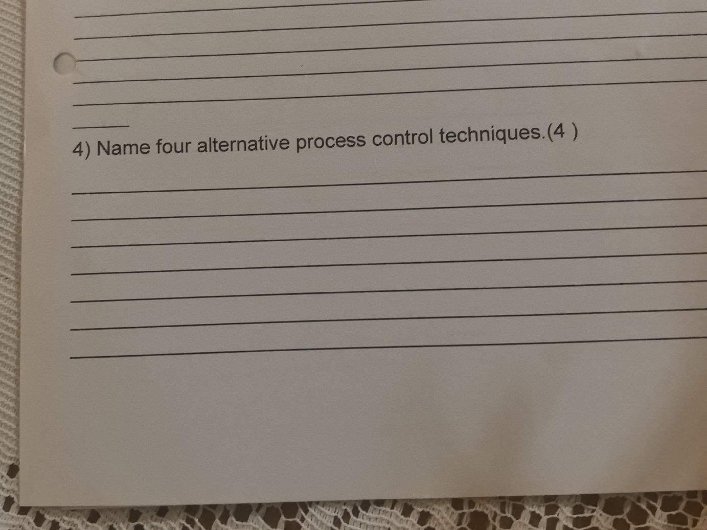 4) Name four alternative process control | StudyX