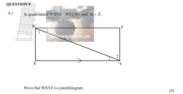 In quadrilateral WXYZ, WZ||XY and $ {X} = | StudyX