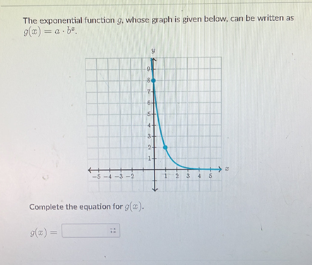 The exponential function $g$, whose graph is | StudyX
