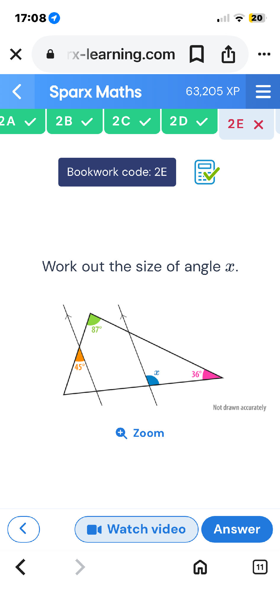 Work out the size of angle $x$. [Diagram | StudyX