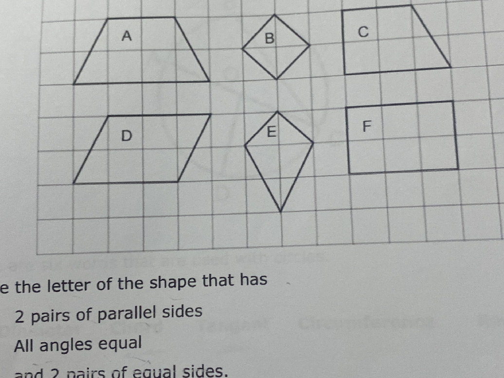 The image shows six shapes labeled A, B, C, | StudyX