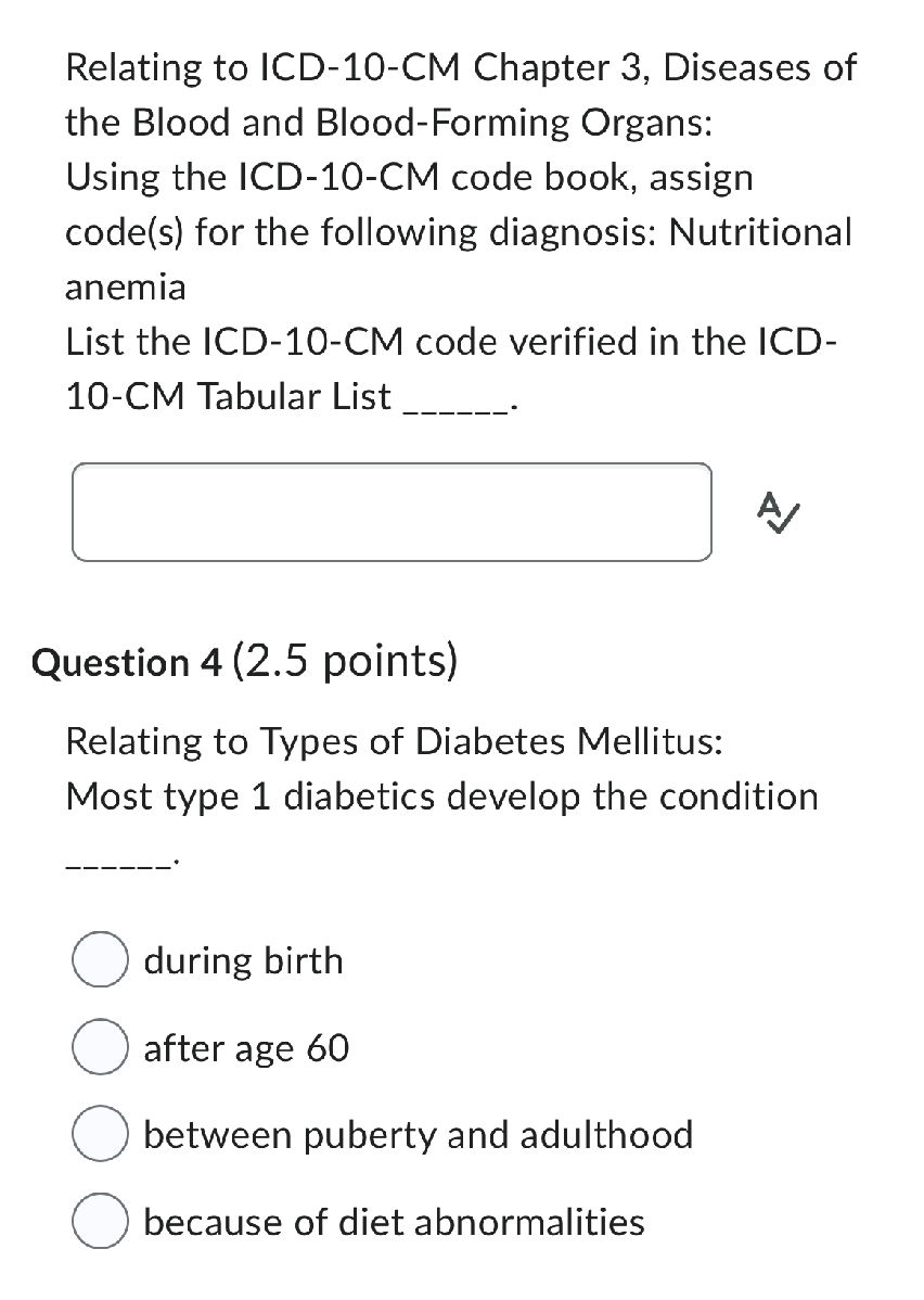 Relating to ICD-10-CM Chapter 3, Diseases of
