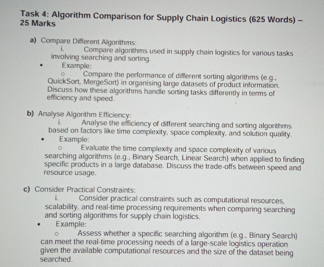 Task 4: Algorithm Comparison for Supply | StudyX