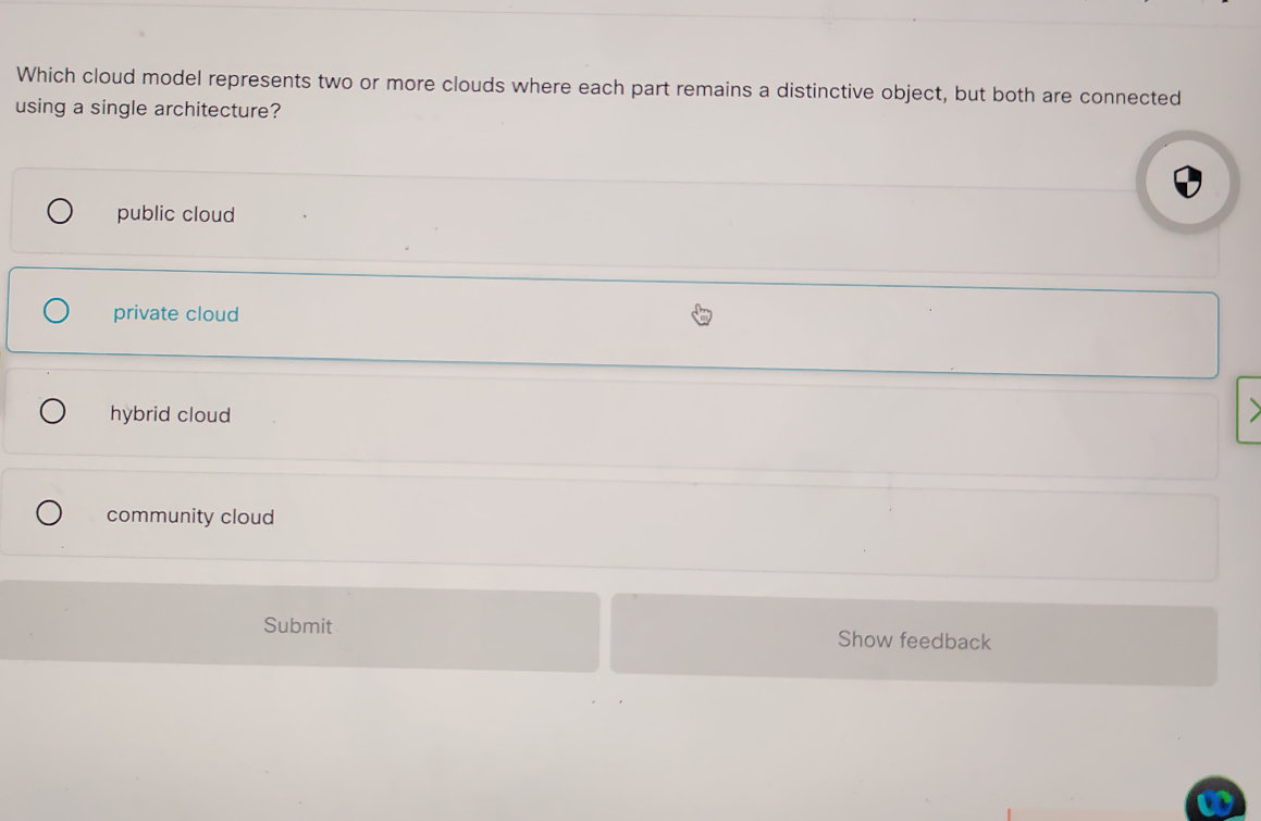Which cloud model represents two or more | StudyX
