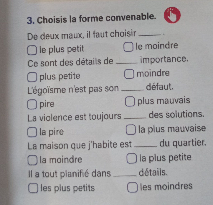 3. Choisis la forme convenable. De deux | StudyX