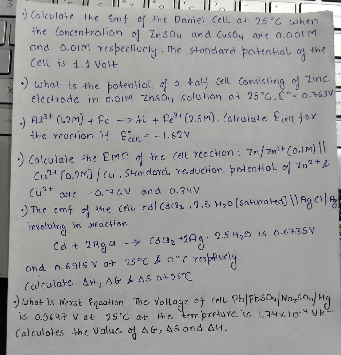 Calculate the EMF of the cell reaction: $ | StudyX