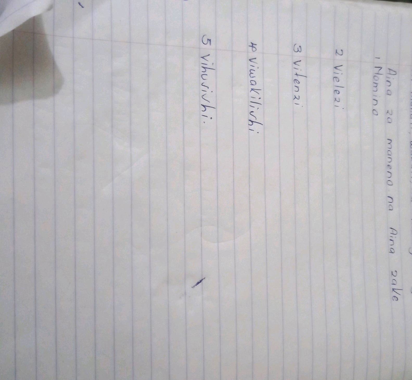 Aina za maneno na Aina zake 1 Nomina 2 | StudyX